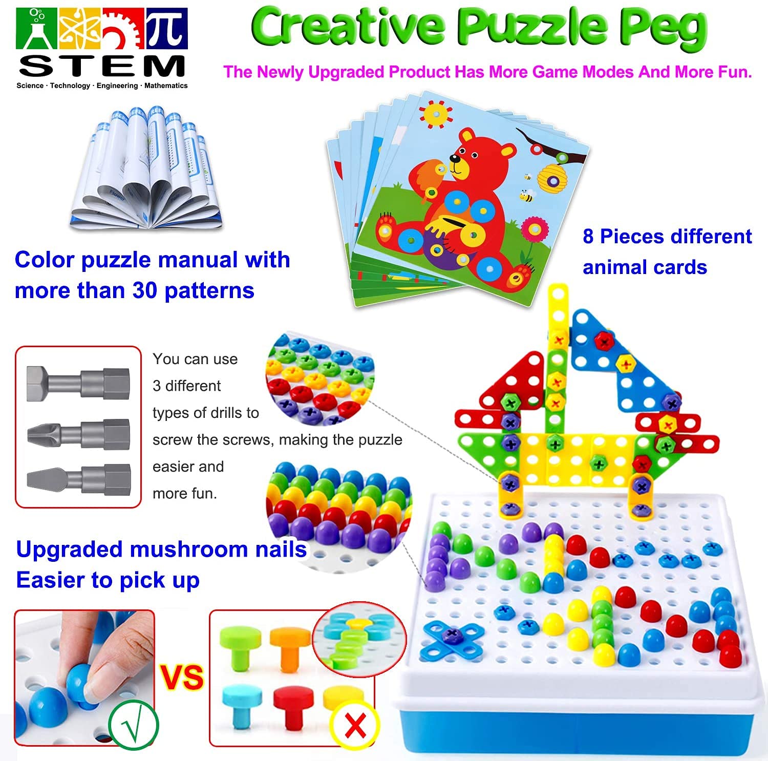 Haifeng 223 Pieces Kid Screwdriver Toy Set, Create and Design Drill kit, Magic Play Toolbox for Kids, Game Activities Center for Kids Ages 3-10 Years Old