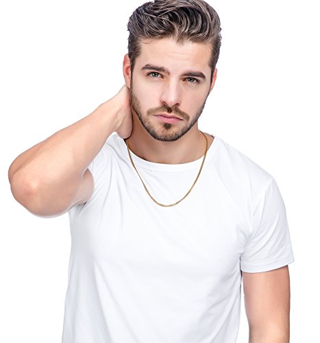 Jstyle 3.5mm Cuban Link Chain Necklace for Mens Boys Women Black Silver Gold Tone Chains for Men 3 Pcs 20 inch Chain