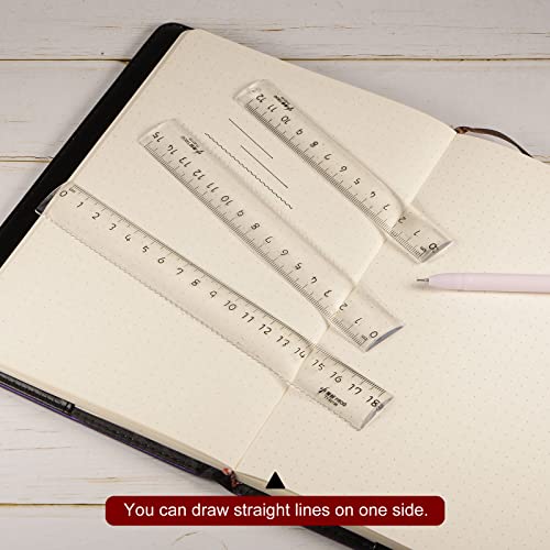 HARFINGTON 2pcs Straight Plastic Ruler 12cm Metric Plastic Clear Measuring Tool for Classrooms Home Office