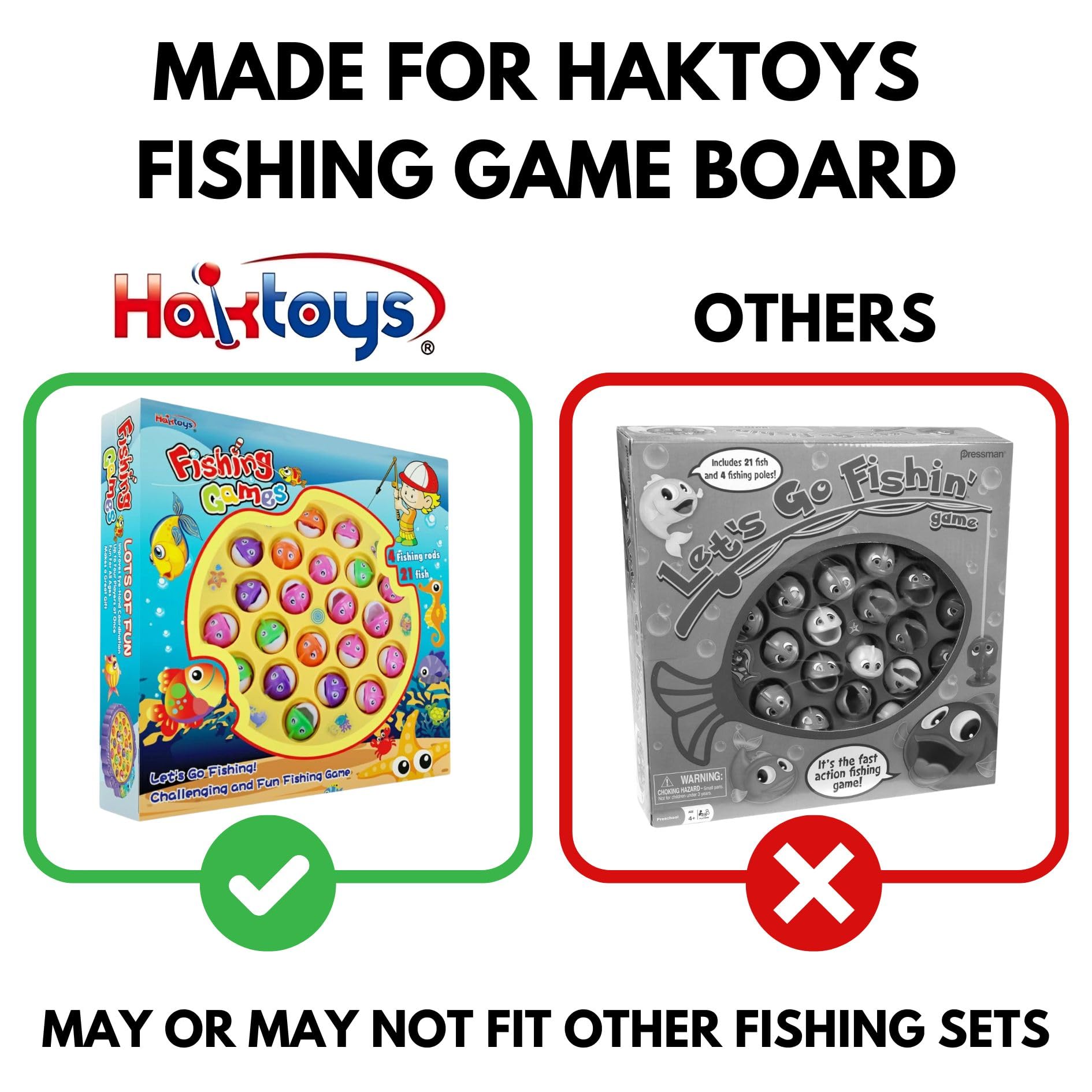 Haktoys Replacement Kit for Fishing Game Board, Non-Magnetic Extra Parts Set - Pack of 21 Fish