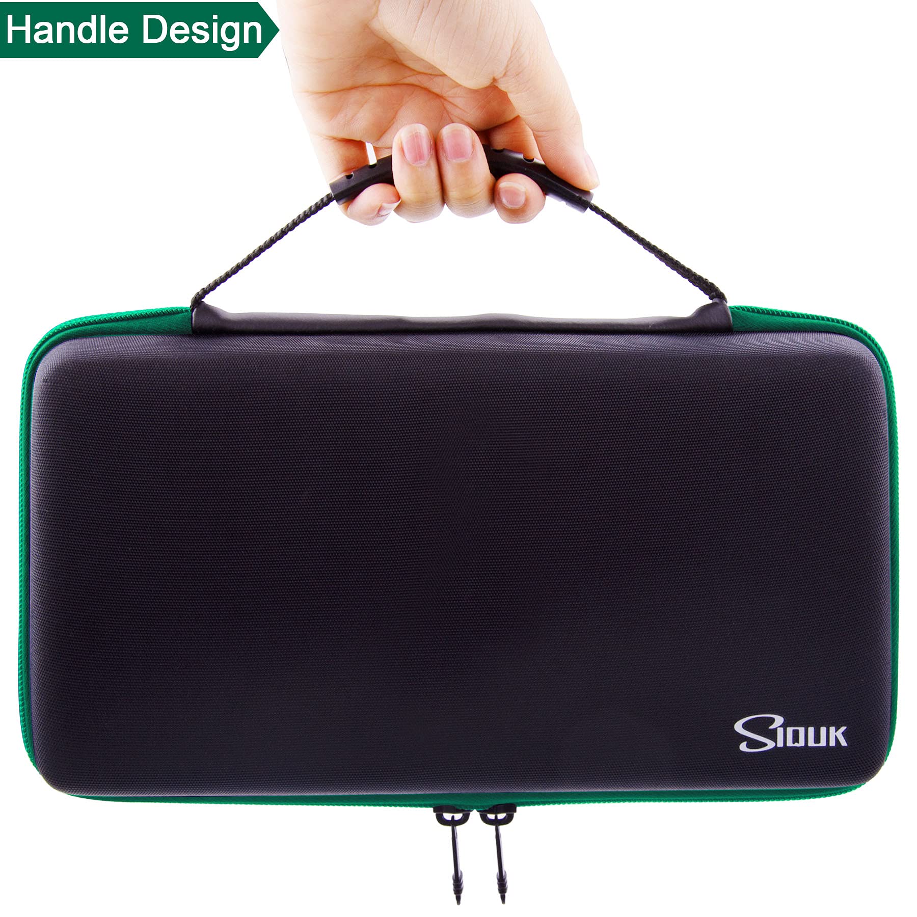 SIQUK Green EVA Dice Case with Detachable Tray and Handle for Dungeons & Dragons and Other RPG Games