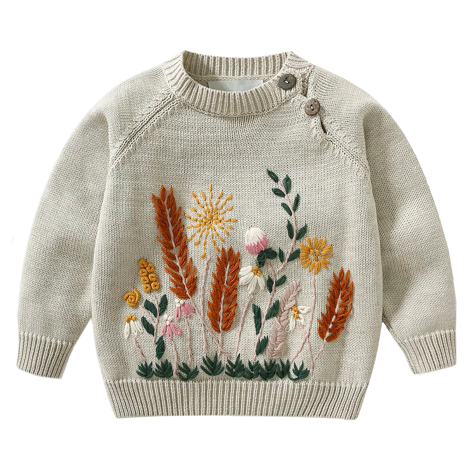 Lamgool Baby Boys Girls Pullover Sweater Knitted Button Down Toddler Kids Sweatshirt for Spring 3T Apricot