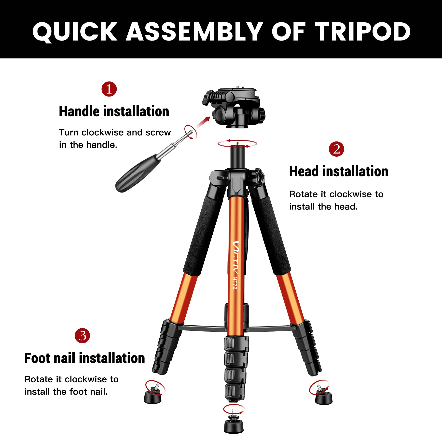 Camera Tripod, 72" Camera Tripod Stand with Remote, Heavy Duty Tripod for Video, Aluminum Tripod Stand with Bag, Complete Tripod Unit for Canon Nikon Sony, Perfect for Phone & Camera Photography