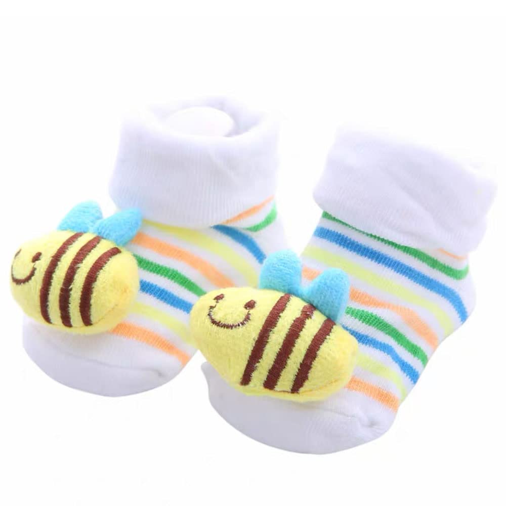 FedMois 6 pairs Baby 3D Cartoon Anti-Skid Booties Socks Slippers Shoes, girls, 0-9 Months