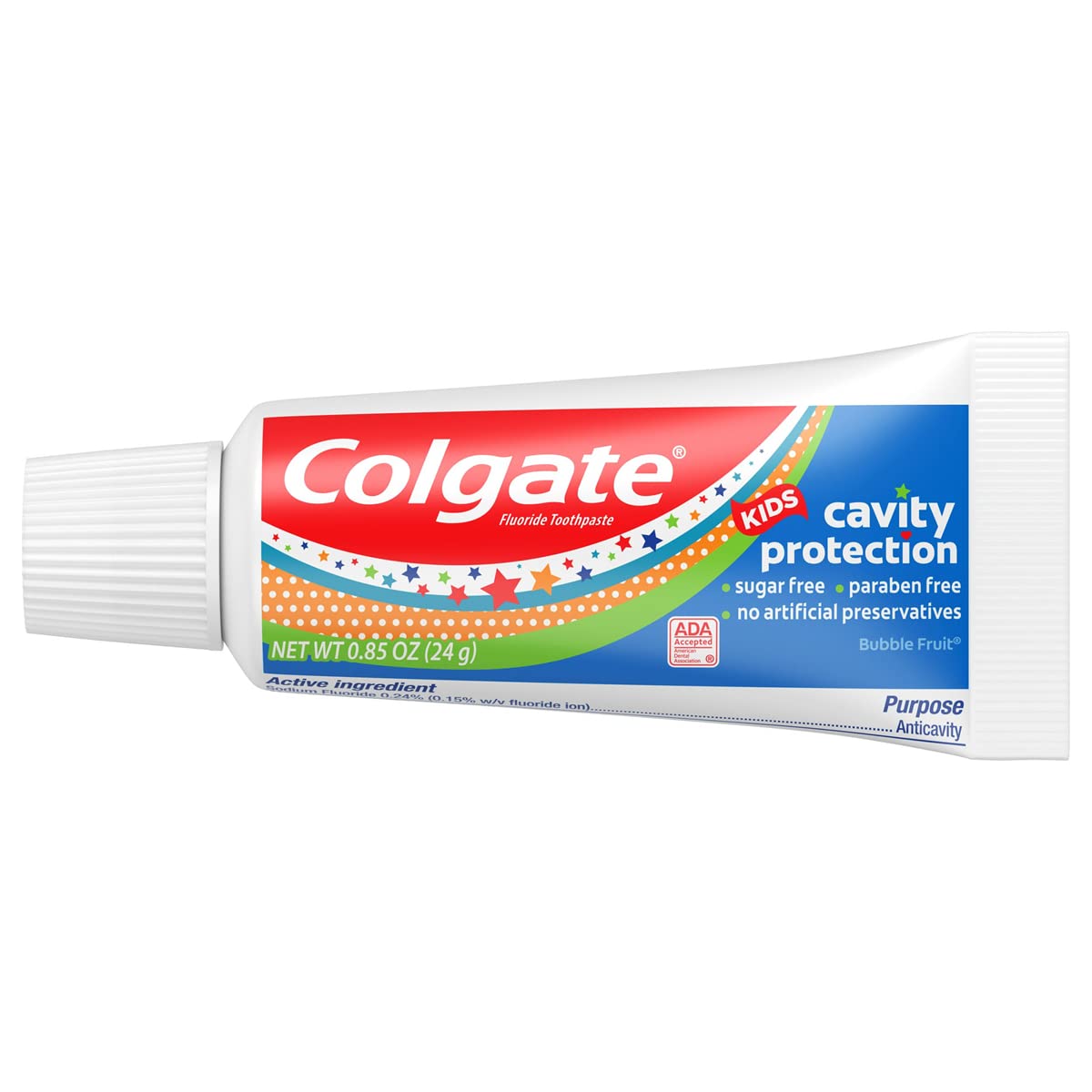 Colgate Dinosaur Toothbrush for Children with Suction Cup, Kids 2-5 Years Old, Extra Soft - 2 Coun & Kids Cavity Protection Fluoride Toothpaste, Bubble Fruit Flavor, 0.85oz - Pack 2