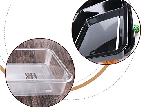 OMEM Reptile Food Bowl Large Water Dish, Wood Plate, Bowl Turtles (L=35.4 * 5.3 * 26.3, Black)