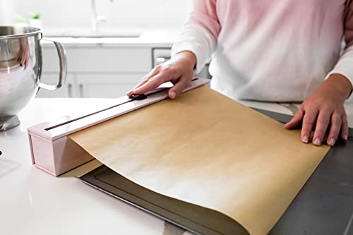ChicWrap Rose Marble Parchment Paper Dispenser - Includes 15"x 33" (42 Sq. Ft) Roll of Unbleached Baking, Cooking & Culinary Paper - Reusable Dispenser w/Slide Cutter - Ideal Dispenser & Saves Money