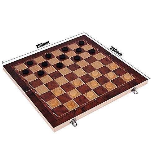 Chess Set International Chess 3 in 1 Wooden International Chess Set Board Travel Games Chess Backgammon Draughts Entertainment