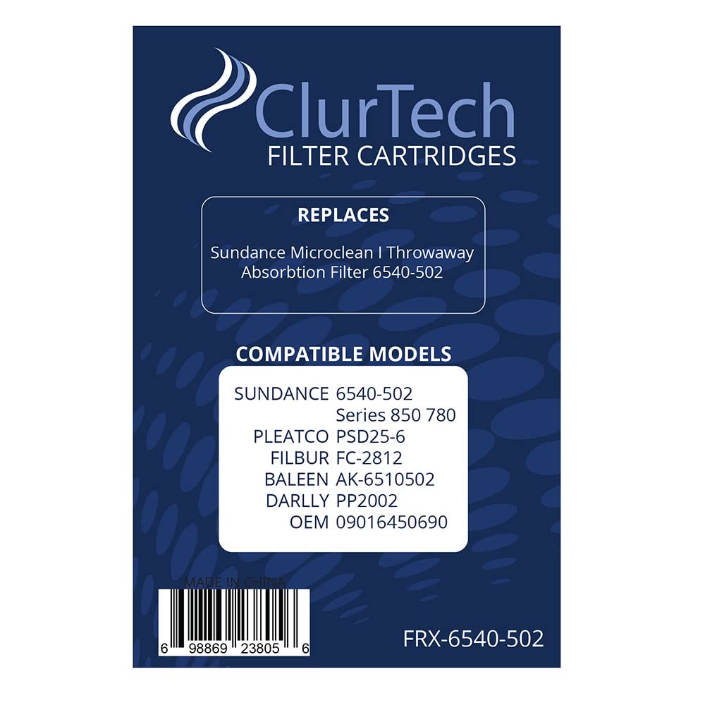ClurTech FRX-6540-502-6 Spas Micro 6540-502 6 Pack Replacement FRX-6540-502 Disposable Sundance Filter, Pack of 6, White