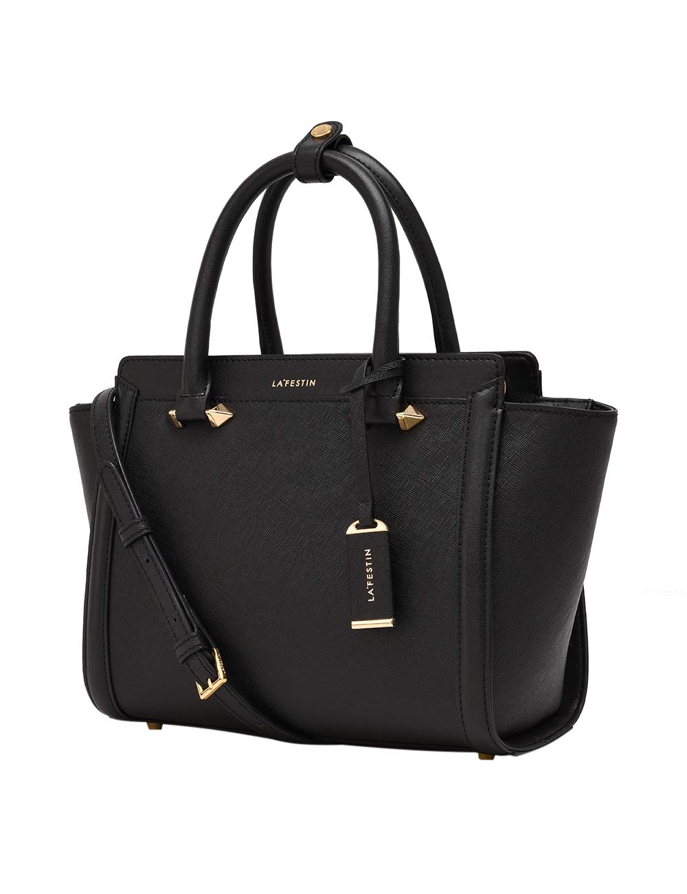 LA FESTIN Designer large-capacity handbag leather shoulder messenger bag red black blue fashion female bag (black)