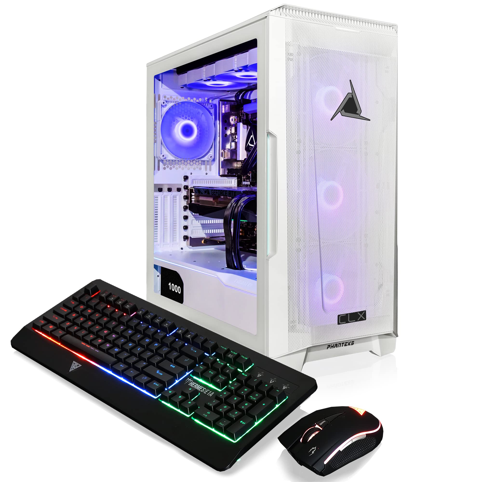CLX Set Gaming Desktop - Liquid Cooled Intel Core™ i9 12900KF 3.9GHz 16-Core Processor, 64GB DDR4 Memory, GeForce RTX 3090 Ti 24GB GDDR6X Graphics, 1TB SSD, 6TB HDD, WiFi, Windows 11 Home 64-bit white