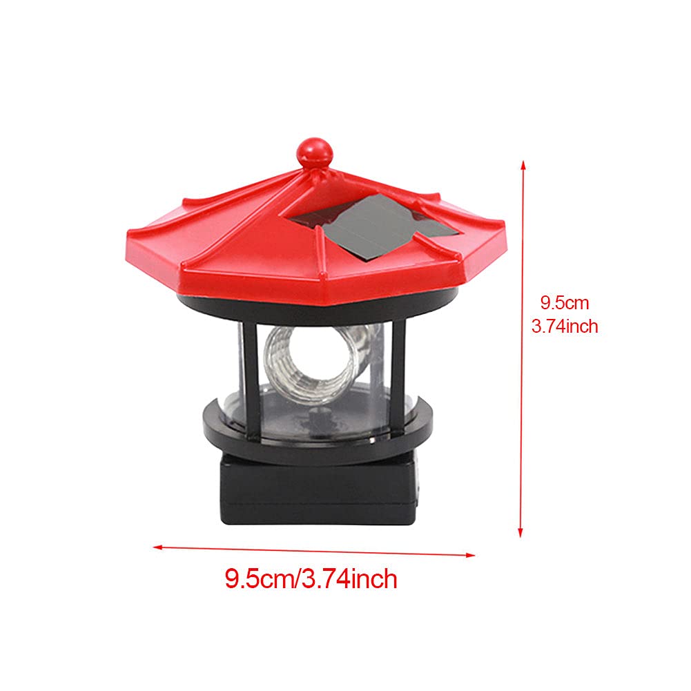 PXRJE Solar Lighthouse,LED Solar Powered Lighthouse,IP65 Waterproof LED Solar Hanging Lamp,360 Degree Rotatable Outdoor Solar Light,Suitable for use in courtyards, lawns, etc(Red,3.74inch)