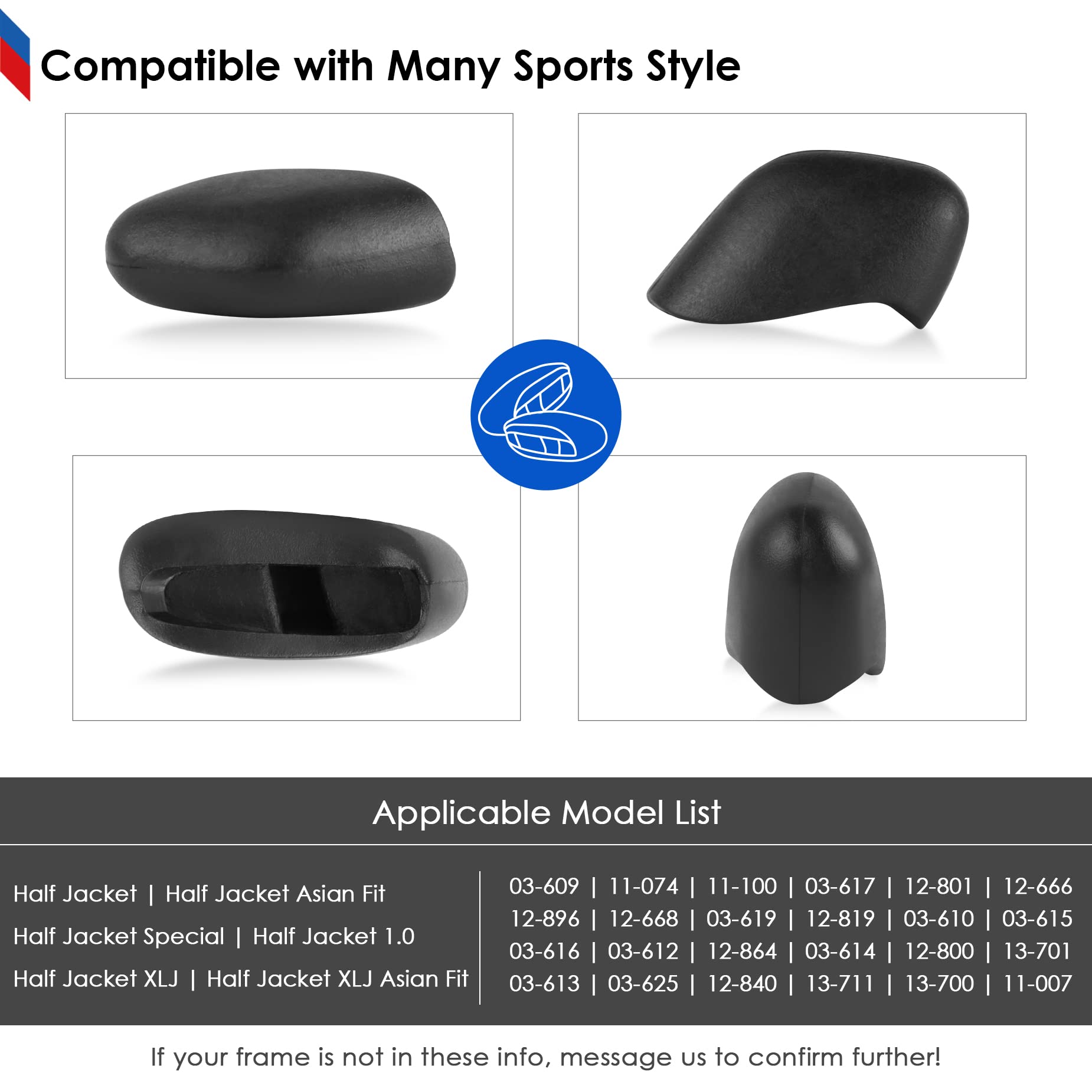 BLAZERBUCK Replacement Nose Pads Nose Piece for Oakley Half Jacket/Half Jacket XLJ Sunglasses - Black