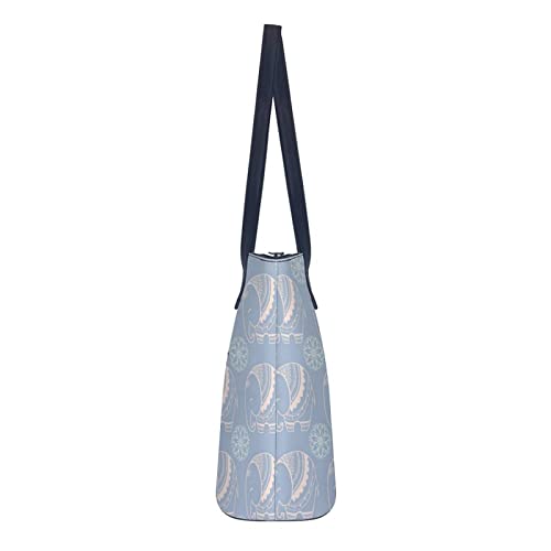 Beautiful Elephant Women's Tote Bag PU Leather Shoulder Bag Handbags Purse For Work Shopping Travel