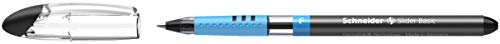 Schneider Slider Basic F (Fine) Ballpoint Pen, 0.7 mm, Transparent Barrel, Black Ink, Box of 10 Pens (151001)