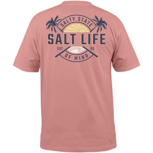 Salt Life Mens First Light Short Sleeve Classic Fit Shirt, Pink Clay, X-Large
