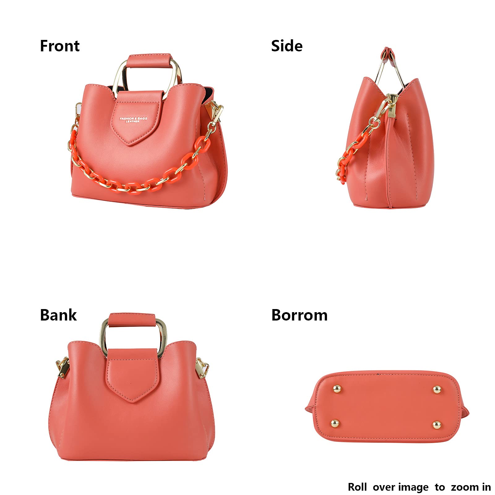 Qiayime women's Fashion shoulder handbags purses PU Leather Top Handle satchel Tote Crossbody Bag (Orange)