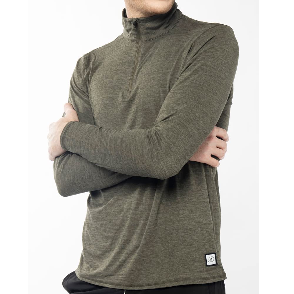 BEAUSE Men's Lightweight Long Sleeve T-Shirts for Home Workout Casual (US, Alpha, Small, Regular, Regular, Green)