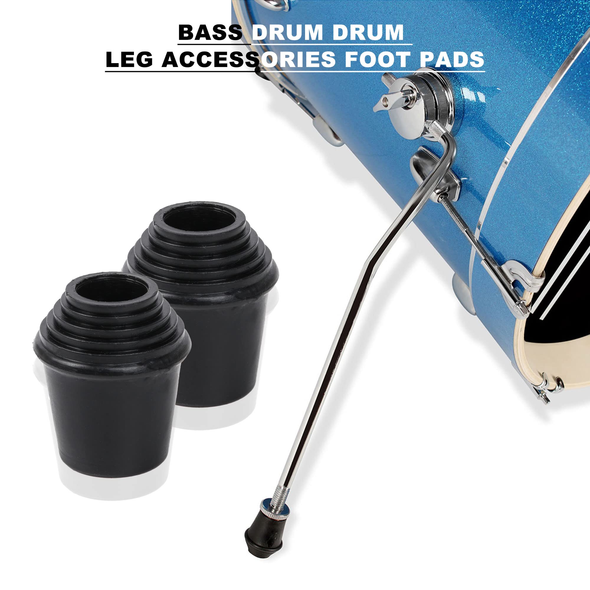 BQLZR Bass Drum Threaded Rubber Feet 1.32x1.14 Inch Black with Metal Washer Pack of 4