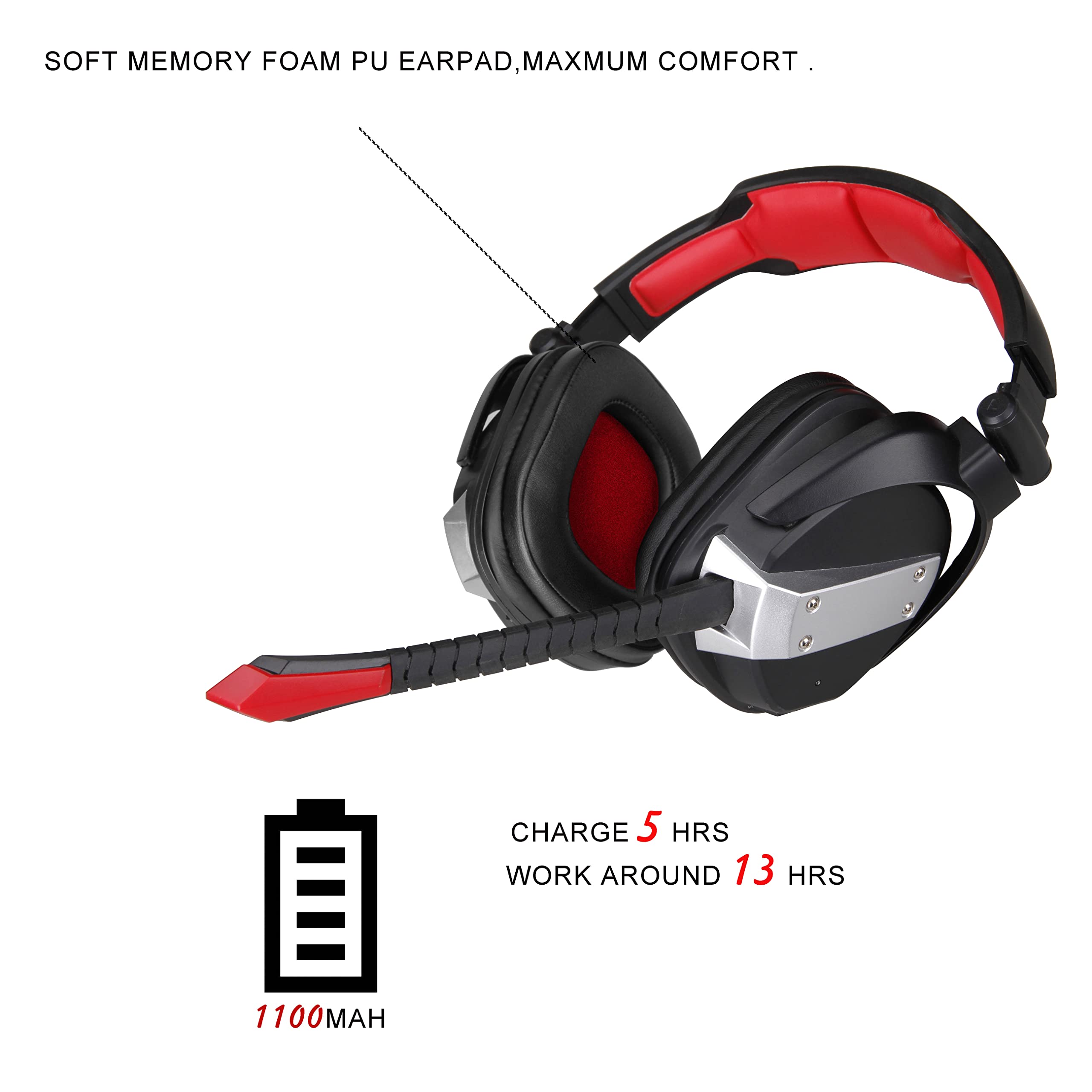 C Cabeisdio Wireless Gaming Headphones for Switch PS5 PS4 PC MAC, 2.4Ghz Gamer Headsets Low Latency,7.1 Virtual Surround Sound & Detachable Noise Cancelling Microphone