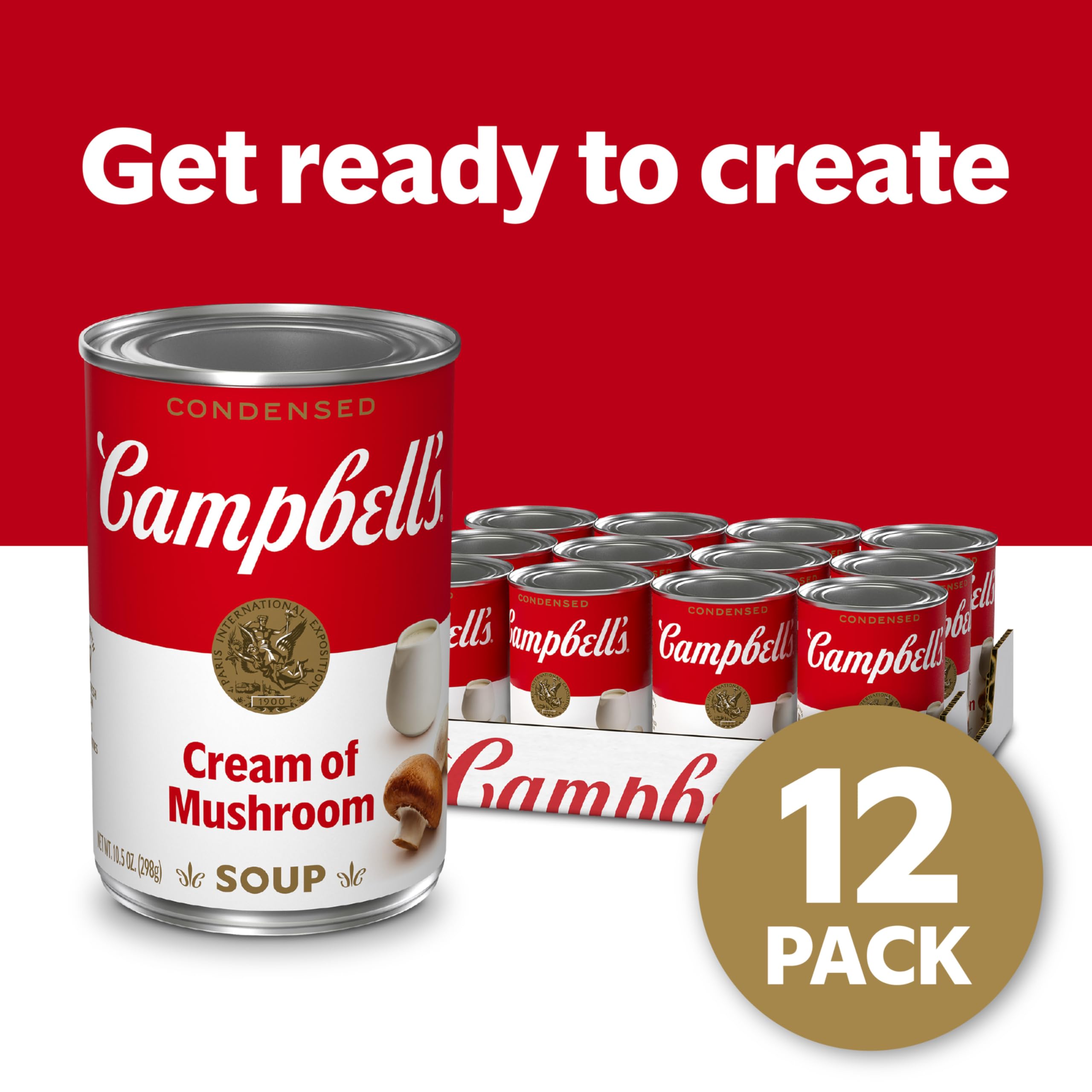 Campbell's Condensed Cream of Mushroom Soup, 10.5 Ounce Can (Case of 12)