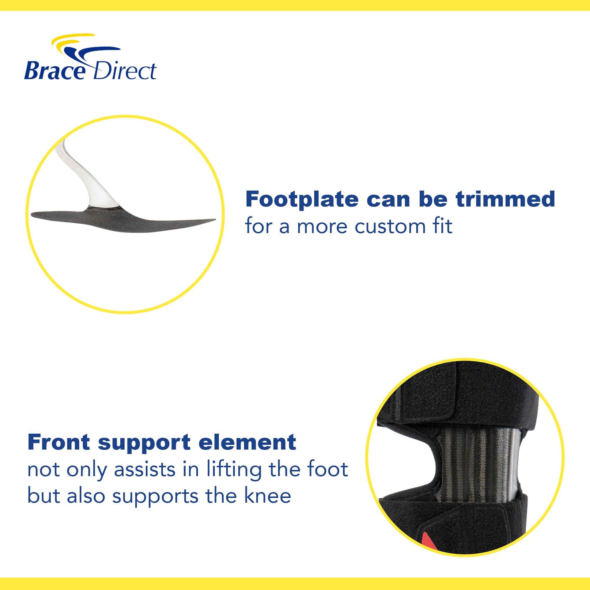 Brace Direct Reaction Plus AFO for Drop Foot Caused by Stroke or Foot Injury- Lightweight Design, Flexibility for Gait Assistance- Ankle Foot Orthosis Support Brace