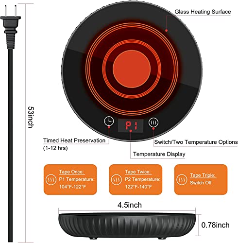 TADPOLE Coffee Mug Warmer, tadpole Mug Warmer for 2-Temp Setting, Electric Candle Cup Warmer with 8H Auto Shut Off, Coffee Warmer for Desk Home Office, Beverage Warmer for Coffee,Milk,Tea(No Cup)
