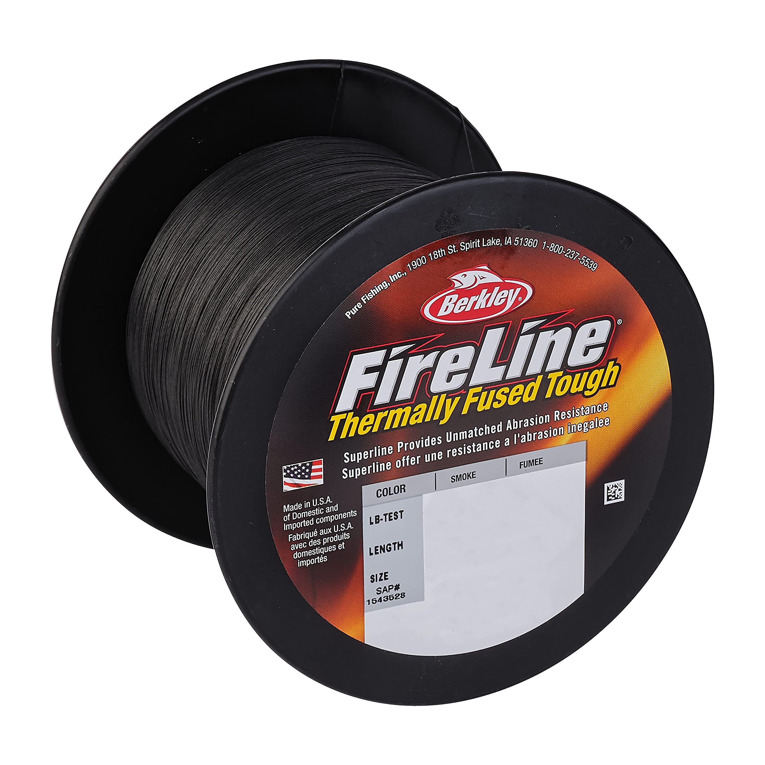Berkley FireLineĀ® Superline, Smoke, 20lb | 9kg, 1500yd | 1371m Fishing Line, Suitable for Freshwater Environments