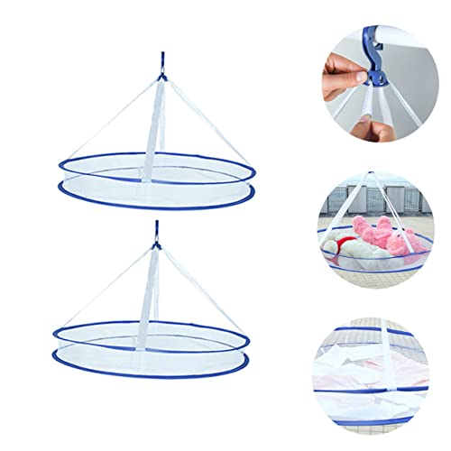 HOMSFOU 2pcs Drying Rack Foldable Laundry Rack Hanging Dry Windproof Cloth Dryer Outdoor Clothes Airer Drying Basket Single-Layer Clothes Basket Drying Hanger Sock Hanger Drying line Flat