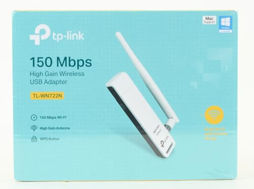 TP-Link Nano USB Wifi Dongle 150Mbps High Gain Wireless Network Adapter for PC Desktop and Laptops. Supports Win10/8.1/8/7/XP Linux 2.6.18-4.4.3, Mac OS 10.9-10.15 (TL-WN722N)