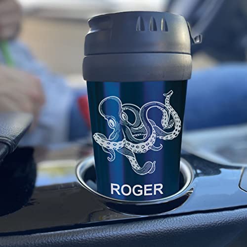 LaserGram 16oz Coffee Travel Mug, Disc Golf, Personalized Engraving Included (Dark Blue)