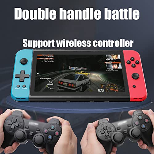LIMKOO X70 Handheld Game Consoles, 128-Bit 7-Inch Large-Screen HD Double Pocket Game Console Built-in 19 Emulators Support Memory Expansion and Game Save(Color:Black)