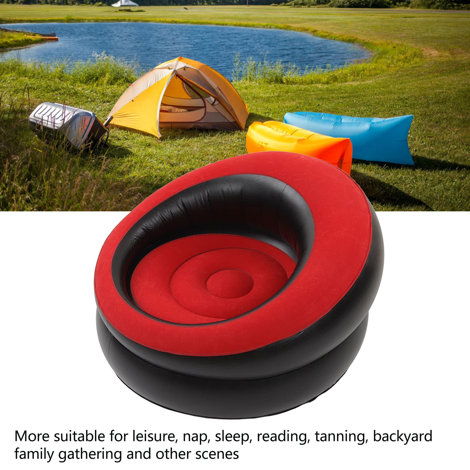 EVTSCAN Inflatable Plush Sofa - Minimalist and Versatile Couch Flocking Air Sofa Simple Inflatable Chair for Indoor and Outdoor Use(A)