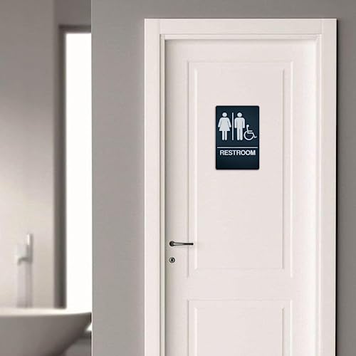 CORKO MANUFACTURING Signs Unisex Braille Restroom Sign - Bathroom Sign with Double Sided 3M Tape