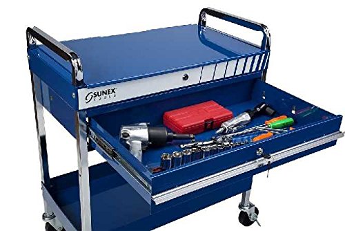 Sunex 8013ABL Sunex 8013ABL Service Cart with Locking Top and Drawer, Blue