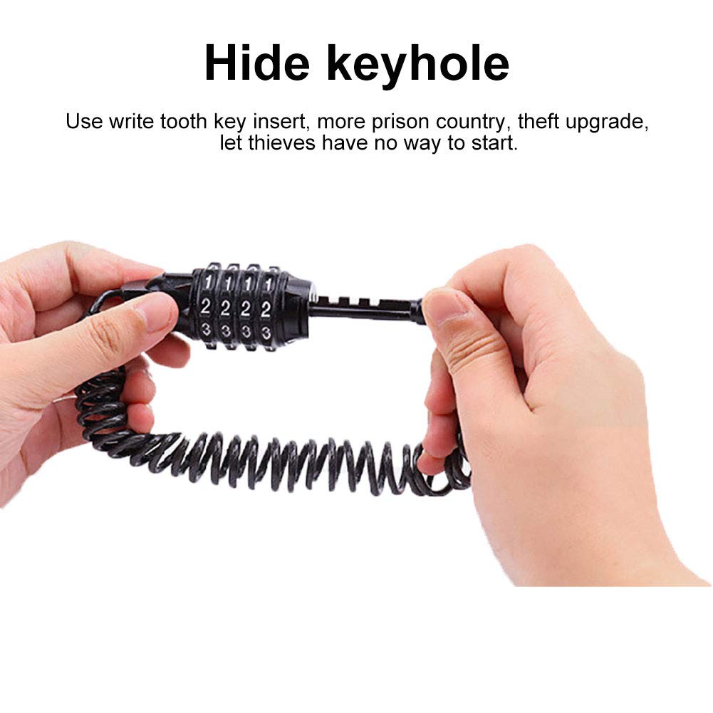 Bike Ring Lock Wire Steel Cable Lock,Multifunction Bicycle Steel Wire 4 Digit Password Anti-Theft Security Bike Lock for Motorcycle,Door, Gate, Fence, Grill Black Lock + Bag