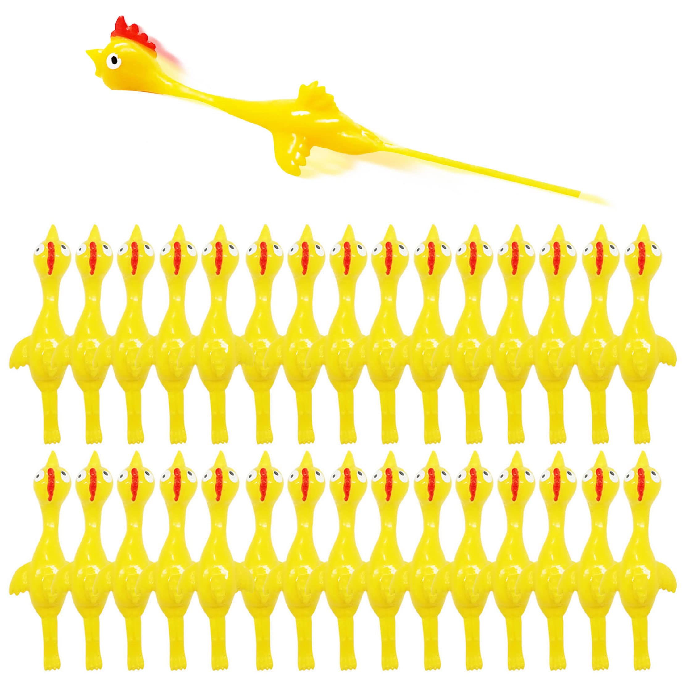 Namii W Slingshot Chicken Rubber Chicken Flick Chicken Flying Chicken Flingers Stress Gag Toys, Rubber Chicken Slingshot Funny Christmas Stuffers Easter Chicks Novelty Gifts for Kids (Yellow 30 Pcs)