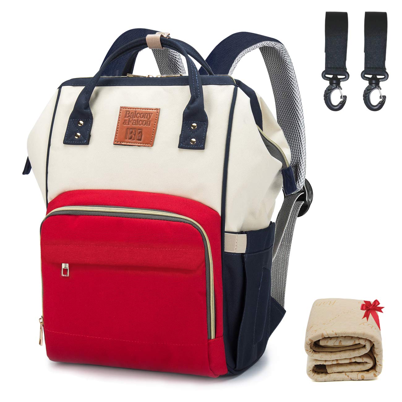 Balcony&Falcon Diaper Bag Backpack Multi-Function Waterproof Travel Baby Bag for Mom/Dad,with Nappy Bag Insulated Feeding Bottle Pocket