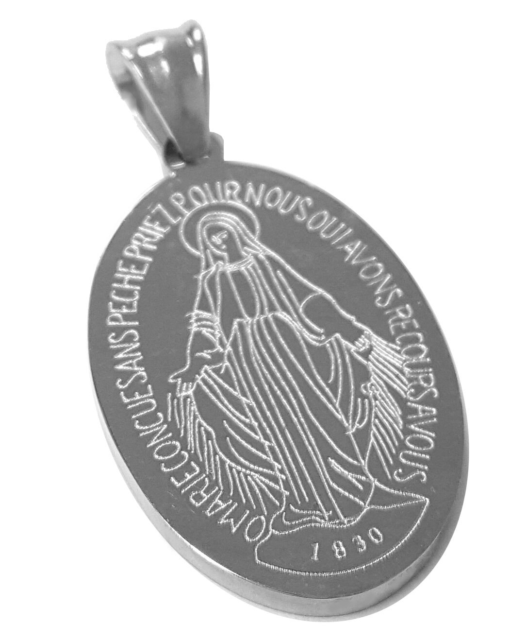 Ben Junot Catholic - Oval Miraculous Mary Medal - Medalla - Virgen Milagrosa - (35 mm Height)