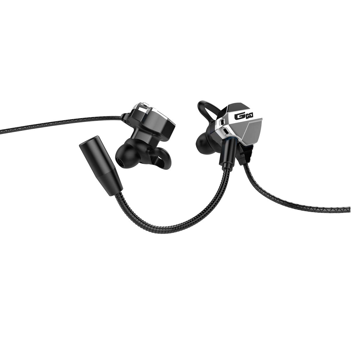 LancaTune Gaming Earbuds with mic in-Ear Gaming Headset with 3.5mm Jack Dual Microphones Design Noise Cancelling for Mobile Gaming, Nintendo Switch, Xbox One, PS4, PS4 Pro, Laptop, PC- Black/Silver
