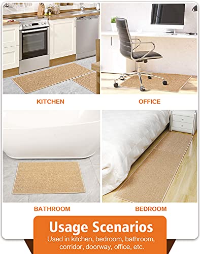 BxzanDya Kitchen Rug and Mats[2pcs] 20x59 Inch/20x32 Inch, Kitchen Rugs and Mats Non Skid Washable, for Kitchen Sink Side Mats, Aisle Rugs, Hallway Rugs(Oats, 20 "x32 + 20 "x59)
