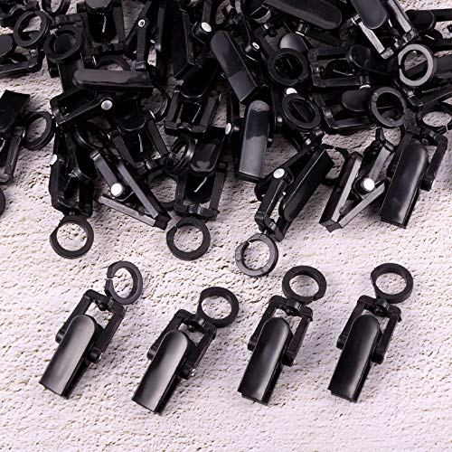 BBTO 48 Awning Clips, Curtain Clip String Party Wire Light Holder Hanger for Outdoor Camping RV Awning Home Decoration, Photos, Art Craft Display (Black)