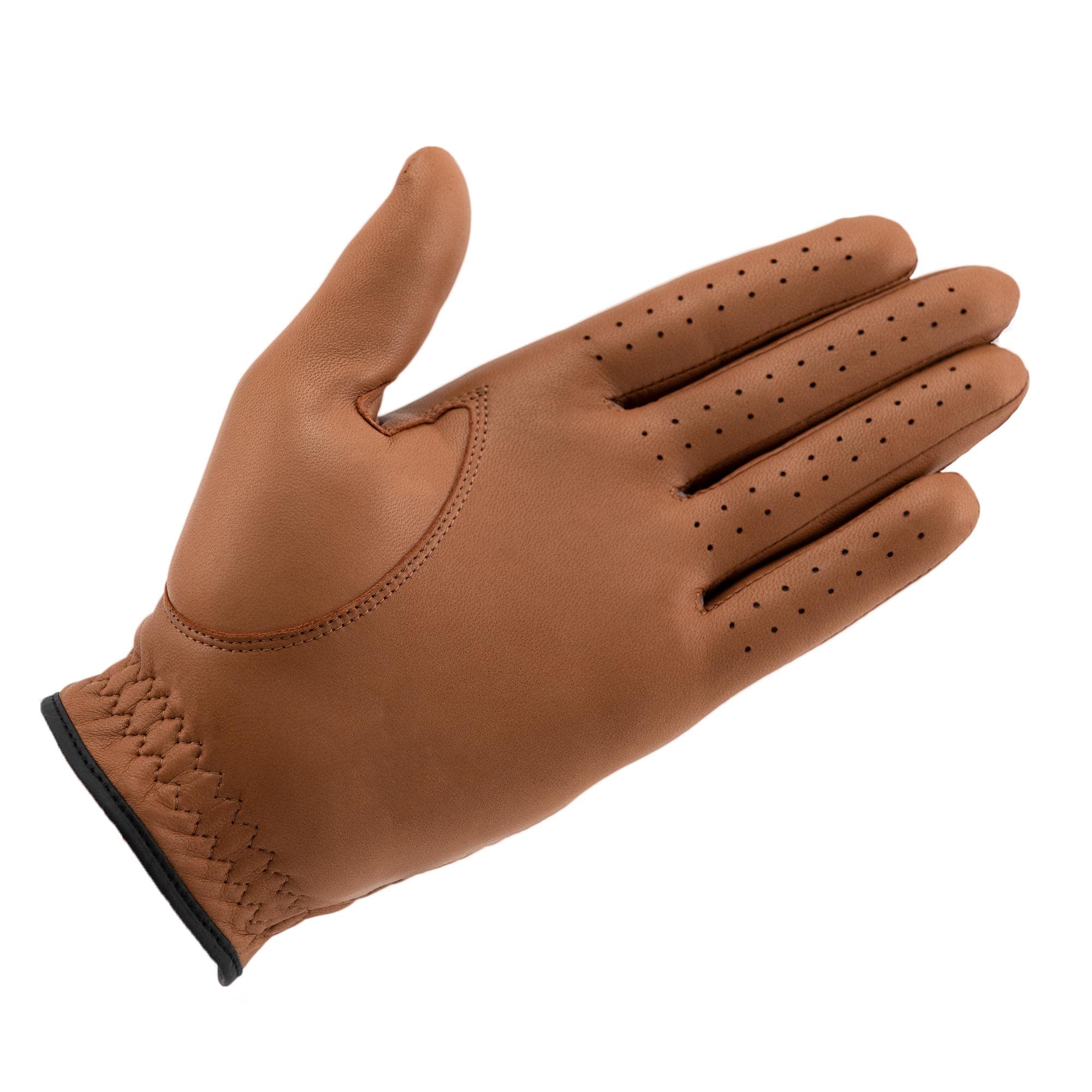 Beaver Golf Women's Golf Gloves Cognac - Hand: Left (Right-Handed) - Premium Cabretta Leather - Maximum Quality - Sustainable - Handmade (L, Left)