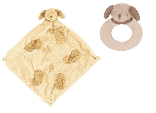 Super Soft Security Blanket with Matching Rattle Baby Gift Set : Tan Puppy Dog