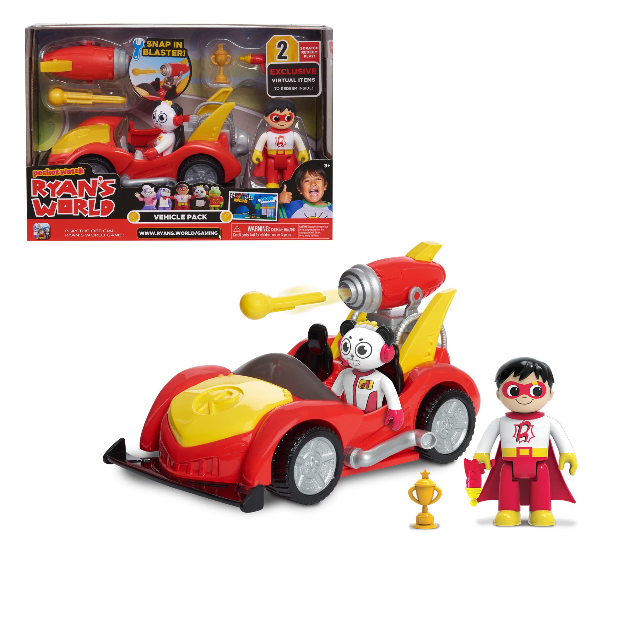 Ryan’s World 7-Piece Vehicle Set with 2 Virtual Codes to Ryan’s Virtual Video Game, Kids Toys for Ages 3 Up by Just Play