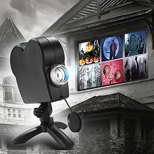 Halloween Holographic Projector with Tripod Halloween Party Lights 12 Built-in Movie Mini Window Home Theater Projector, Halloween Decorations