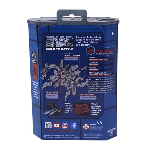Snap Ships Komplex Tunnelweb K.L.A.W. Spider Mech - Build to Battle - Make 2 Different Builds - Ages 8+