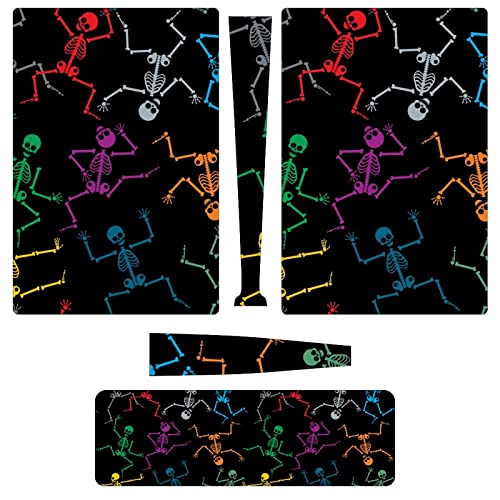 Dancing Skeletons Full Protective Skin Cover Design Wrap Decal Sticker Compatible with PS5 Digital Edition Console and Controller