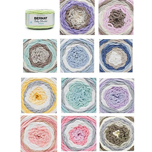 Bernat Baby Blanket Stripes, 10.5 oz, 100% Polyester, Sunshine