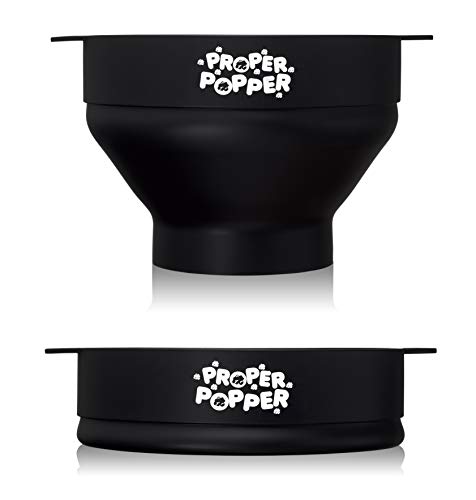 The Original Proper Popper Microwave Popcorn Popper, Silicone Popcorn Maker, Collapsible Bowl BPA Free & Dishwasher Safe - (Black)